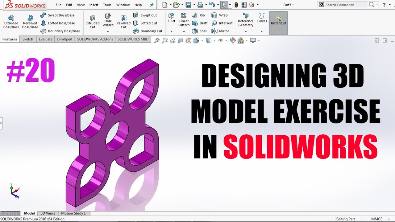 solidworks Tutorial: Designing 3D model exercise (20)