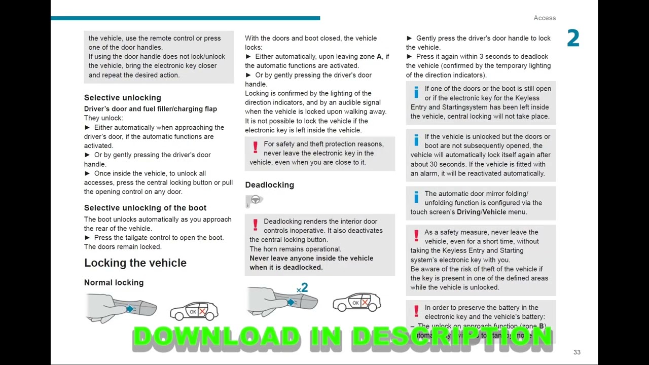 Peugeot 208 (2012-2023) Owner’s Manual English PDF Car Guide