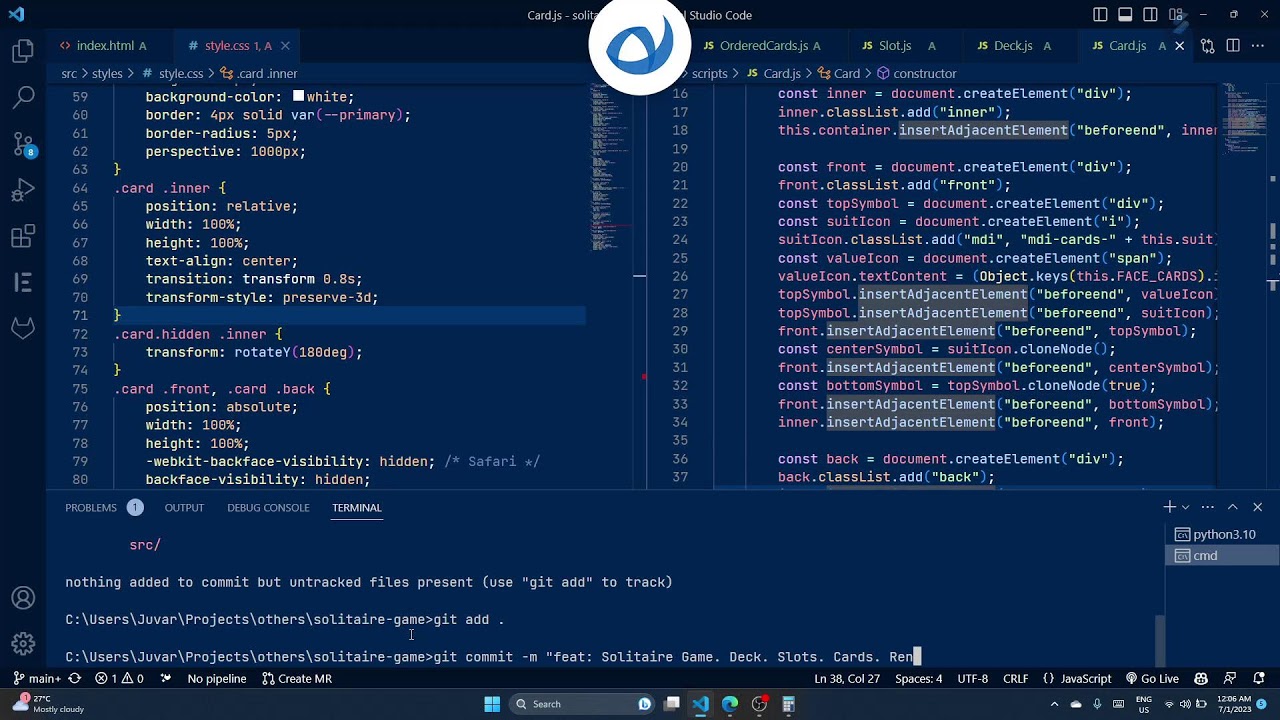 Coding Solitaire Game with Vanilla Javascript
