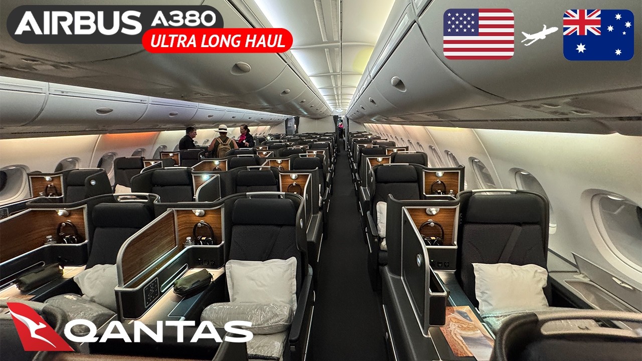 17 HOURS ON THE QANTAS A380 Business Class Review from Dallas to Sydney