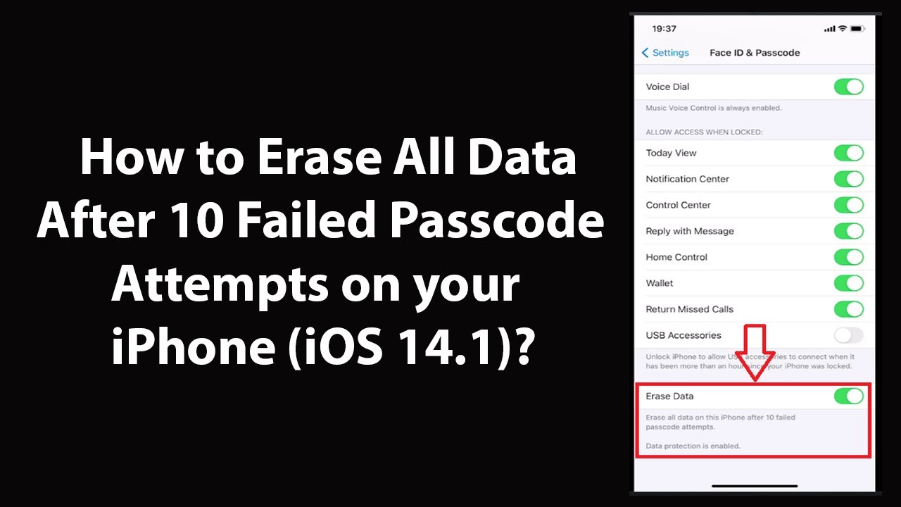 How to Erase All Data After 10 Failed Passcode Attempts on your iPhone (iOS 14.1)?