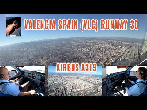 Valencia (VLC), Spain | Airbus approach and landing on runway 30 | pilots + cockpit view | 4k