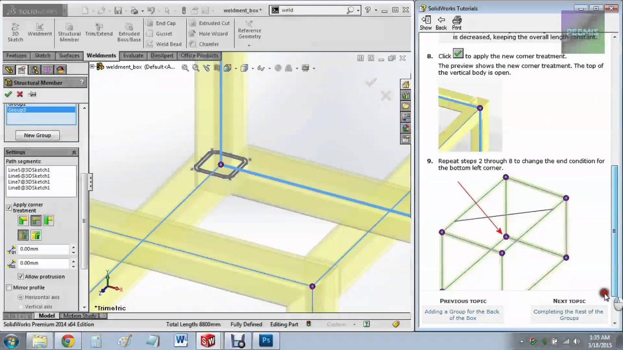 Solidworks Weldments Tutorial Part 1