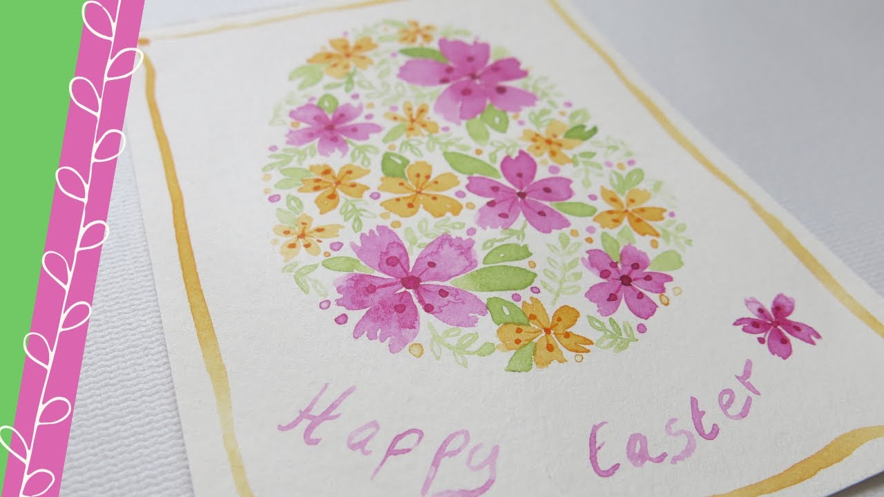Easy EASTER EGG Flower CARD in Watercolor