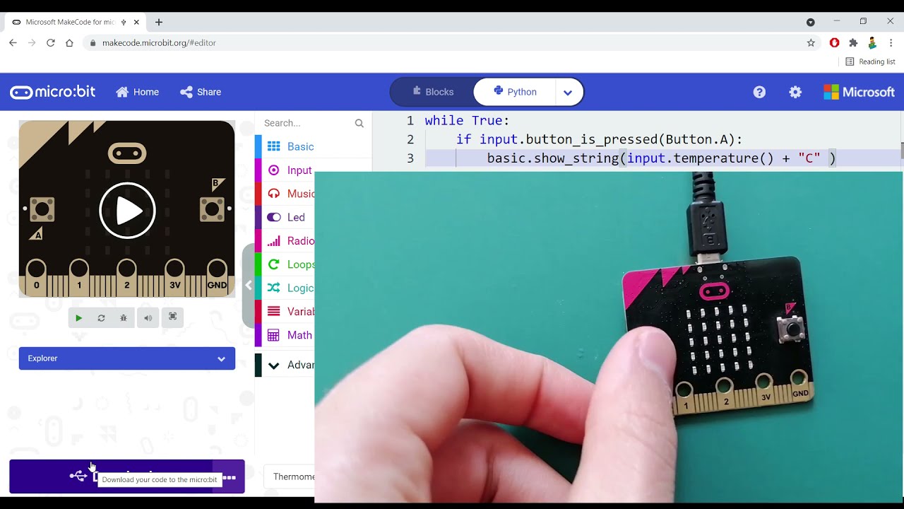Thermometer - - BBC Micro:bit Projects 2021 + ( Python Programming)