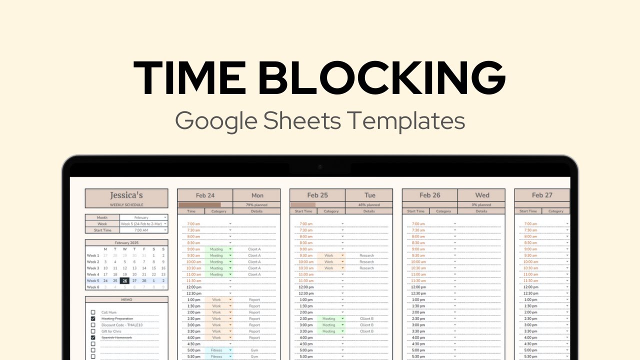 Time Blocking Planner Google Sheets Template How to Use Tutorial