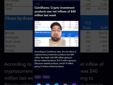 CoinShares Crypto Investment Product saw Net inflows of $40M last week🤔🤩#cryptomiles #crypto