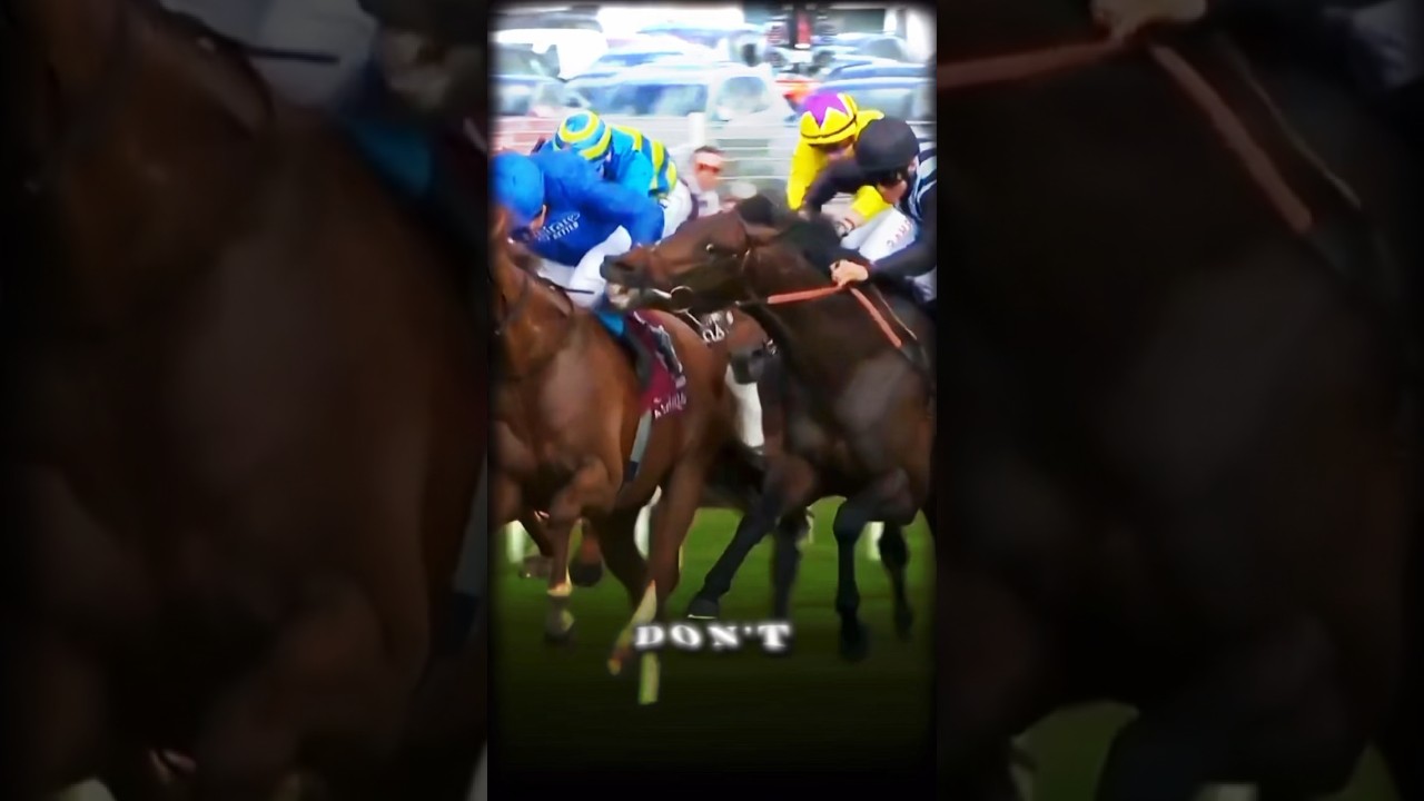 Racehorse tries to bite opponent! #shorts #odetari #horseracing #racehorse #moderngames #chindit