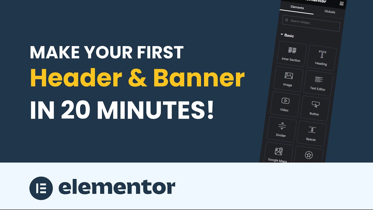 Creating Stunning Header & Banner using Elementor with step by step beginner guide