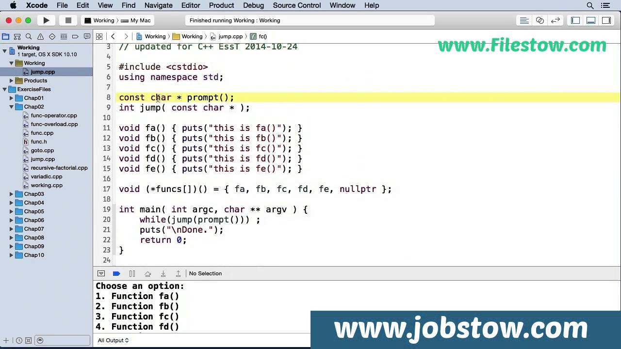 024 Using function pointers