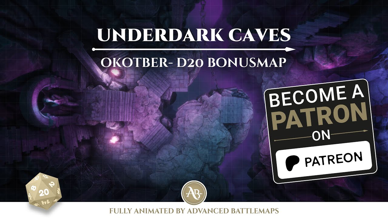 D&D | Pathfinder | +++ D20 BONUS +++ | Underdark Caves | Animated Battle Maps | Virtual Tabletop