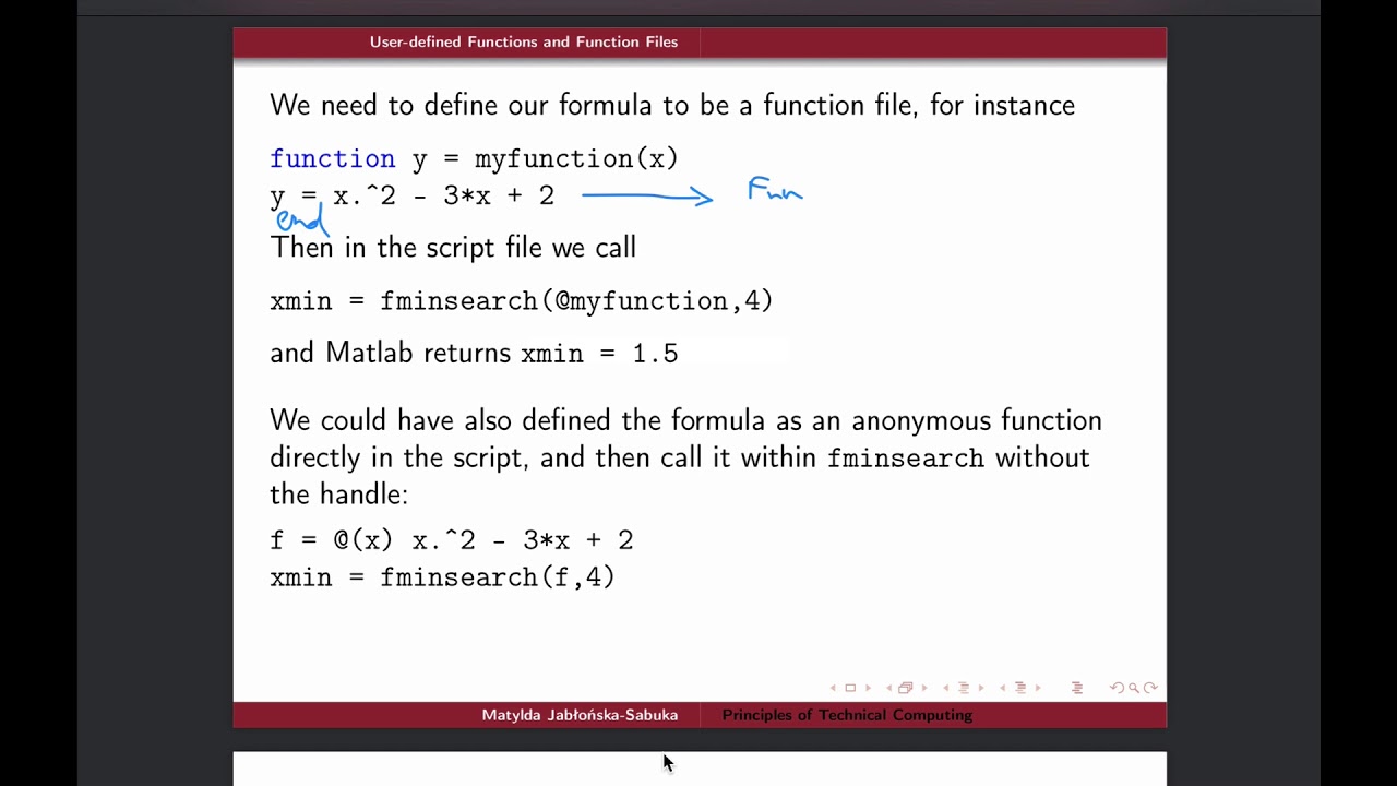 Intro to MATLAB - Week 5 - Function functions