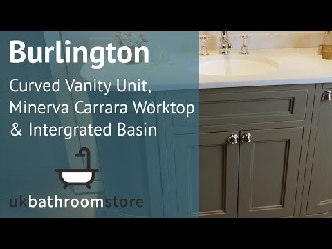 Burlington - Curved Vanity Unit with Doors, Minerva Carrara Worktop & Integrated Basin - FC1