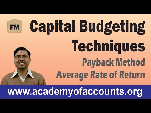 Introduction to Payback Method & Average Rate of Return (Capital Budgeting Techniques - FM)