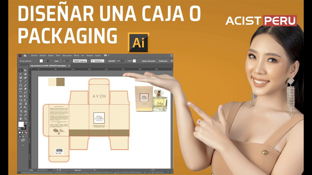 Cómo diseñar una caja, empaque o packaging de perfume con marcas de troquel o suaje en illustrator,