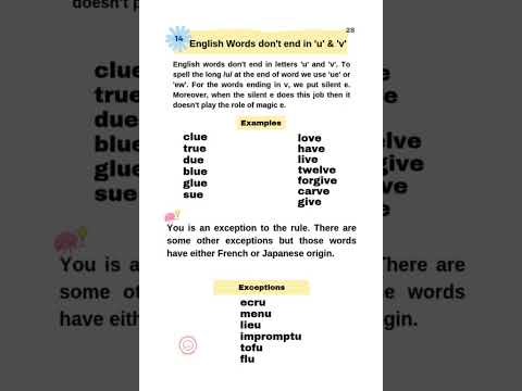 English Words Don't End in 'u' or 'v''/ English Spelling Rules Book #english #englishforkids