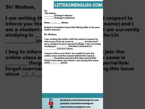 Complaint Letter for Not Able to Access Online Classes