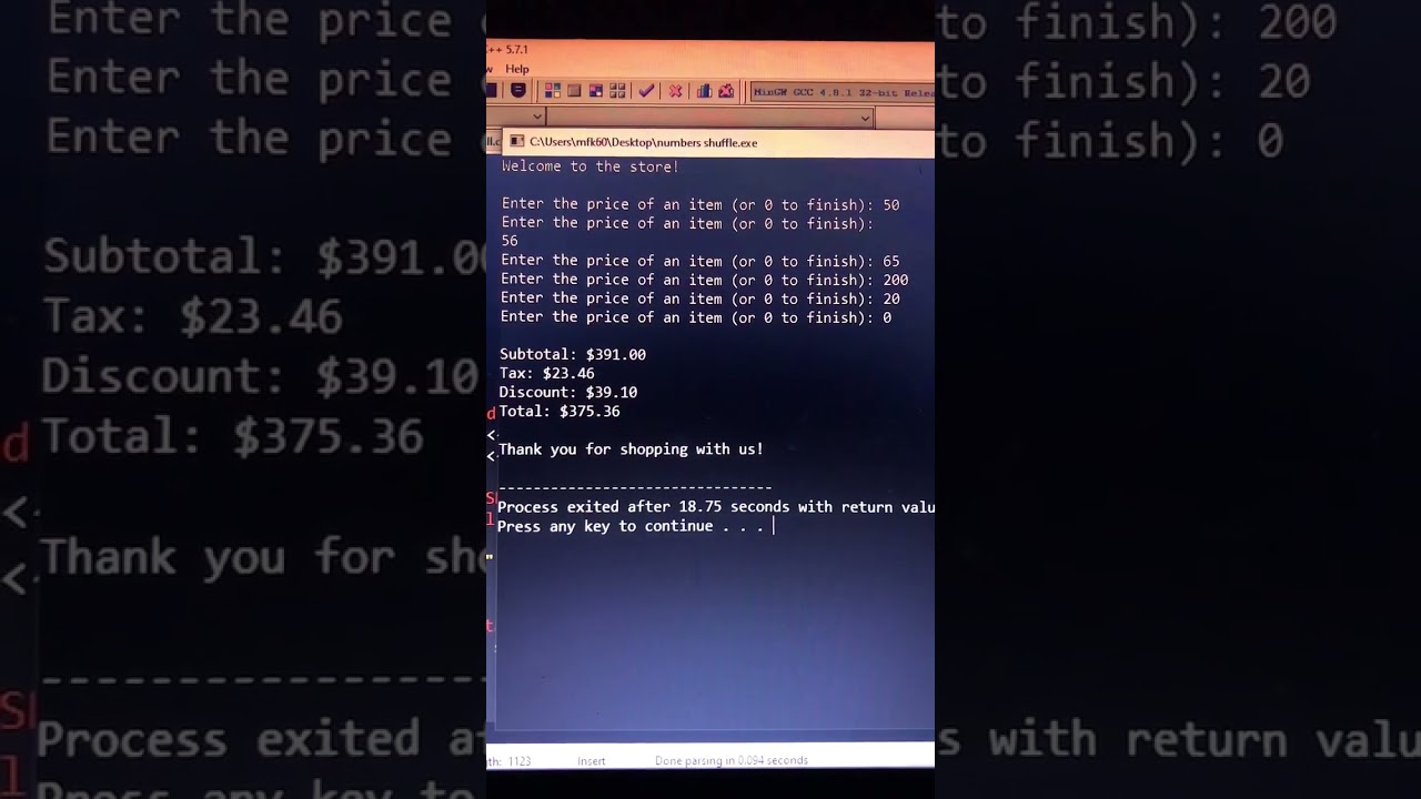 shop bill output c++ #coders #codinglife #codingninja #codemasters #codelife #coding #code #cpp