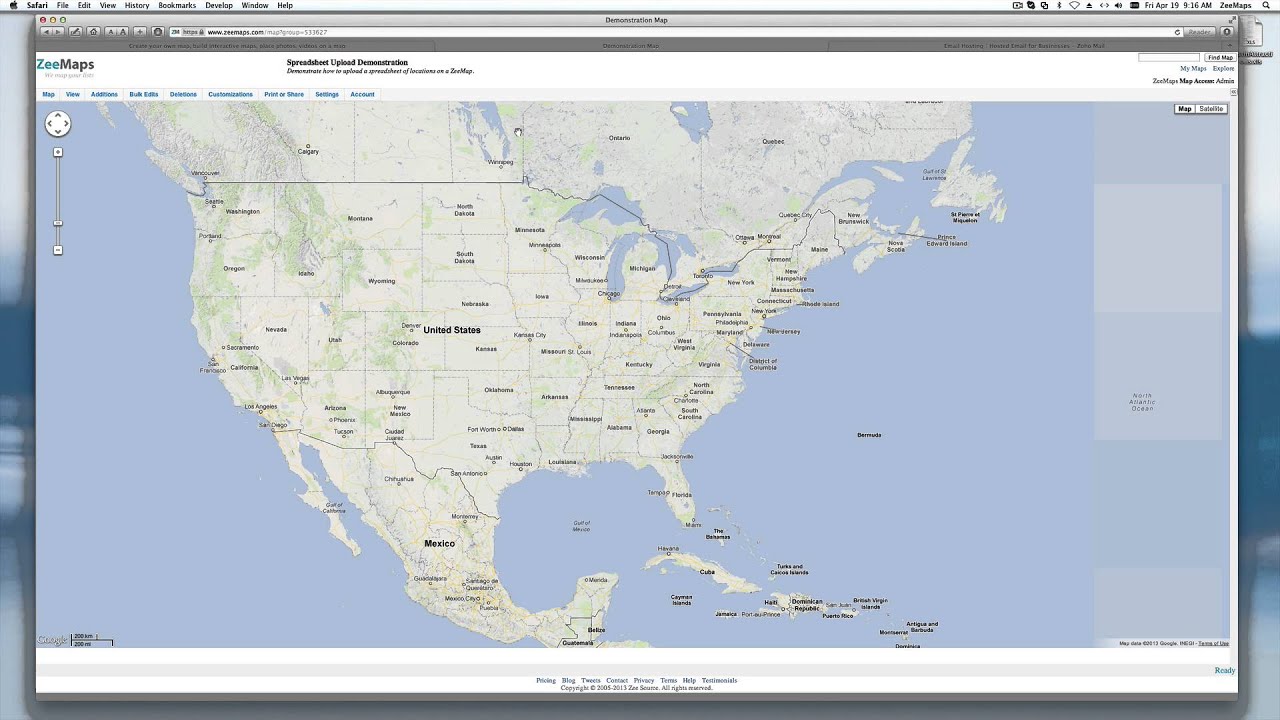 Upload a spreadsheet to a map in ZeeMaps