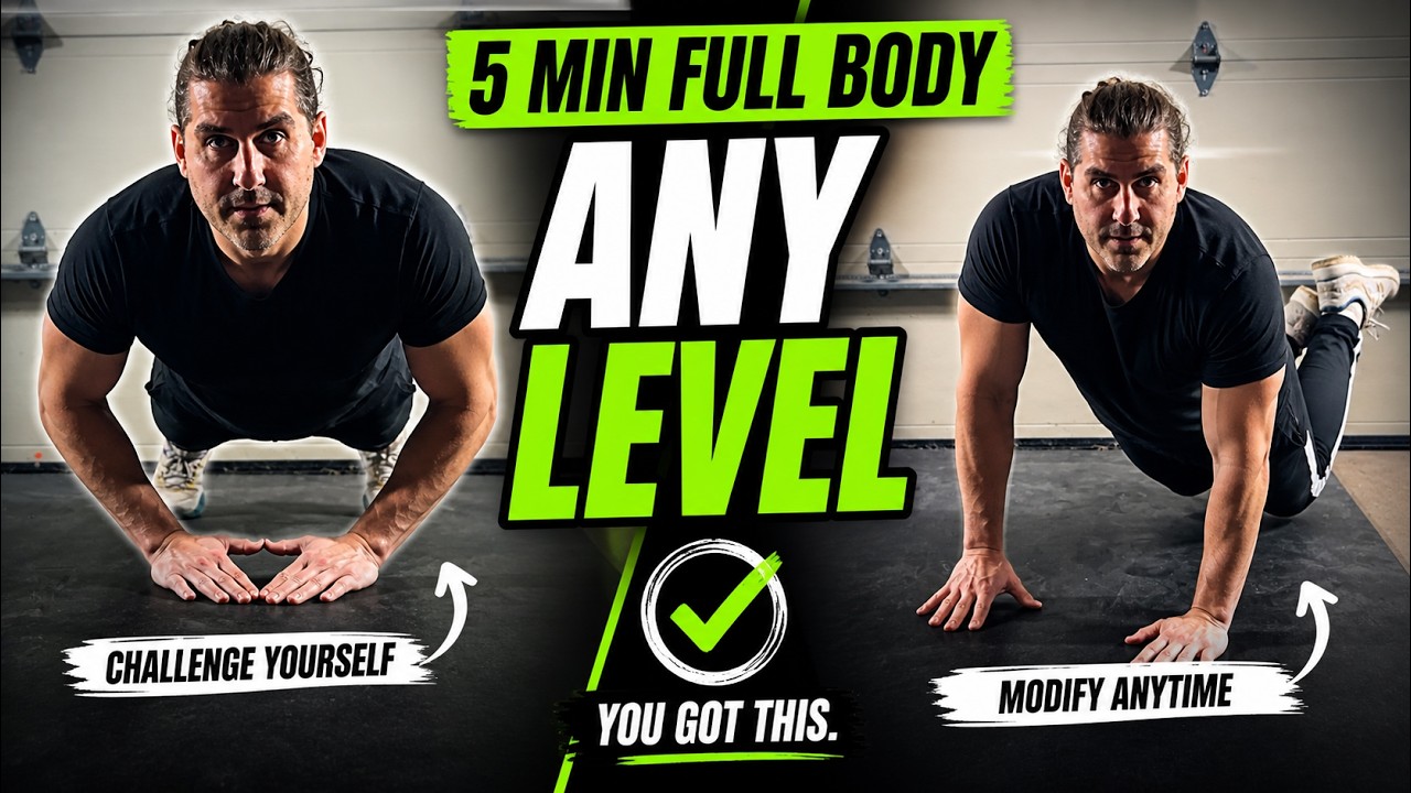 5 Min Full Body Strength Workout, Modifications Included