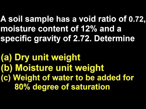 Dry unit weight, Moisture unit weight and Degree of saturation