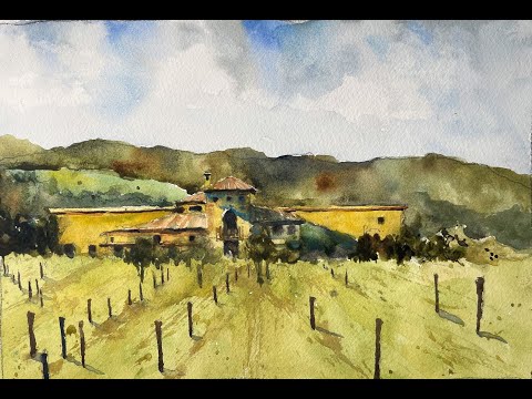 California Winery and Vinyard in Watercolor - with Professional Artist Chris Petri
