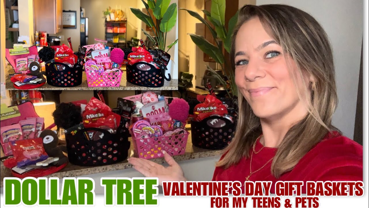 DOLLAR TREE VALENTINE’S DAY GIFT BASKETS FOR MY TEENS & PETS