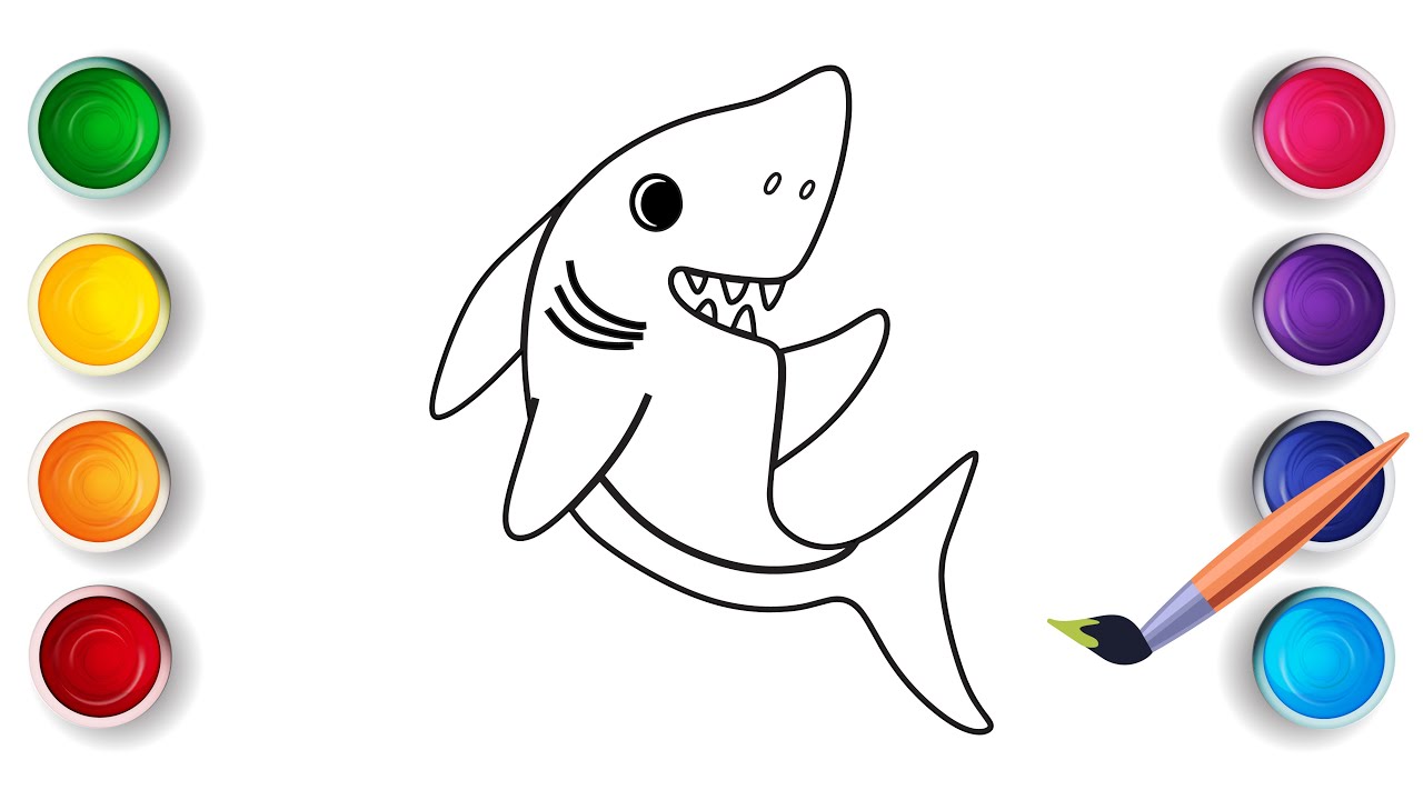 Shark Coloring Pages for Kids | How To Draw A  Easy Shark Step by Step