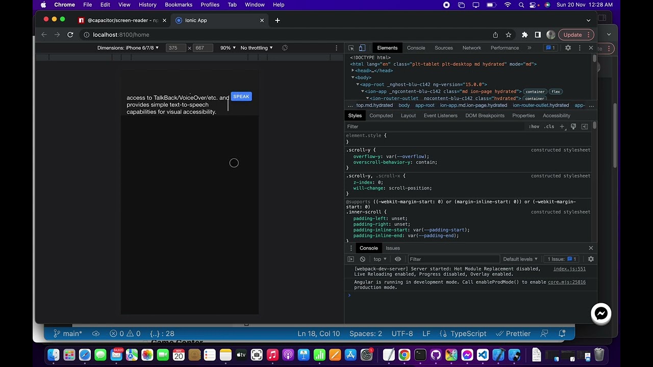 ionic capacitor screen reader plugin example