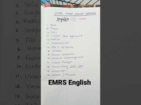 EMRS Hostel Warden English syllabus 2023 #emrshostelwarden