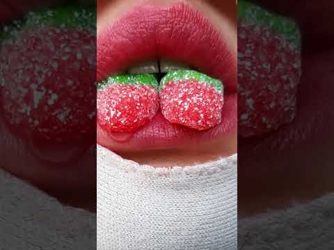tiktok mashup 2023 - asmr KOHAKUTO STRAWBERRY JELLY CANDY eating sounds