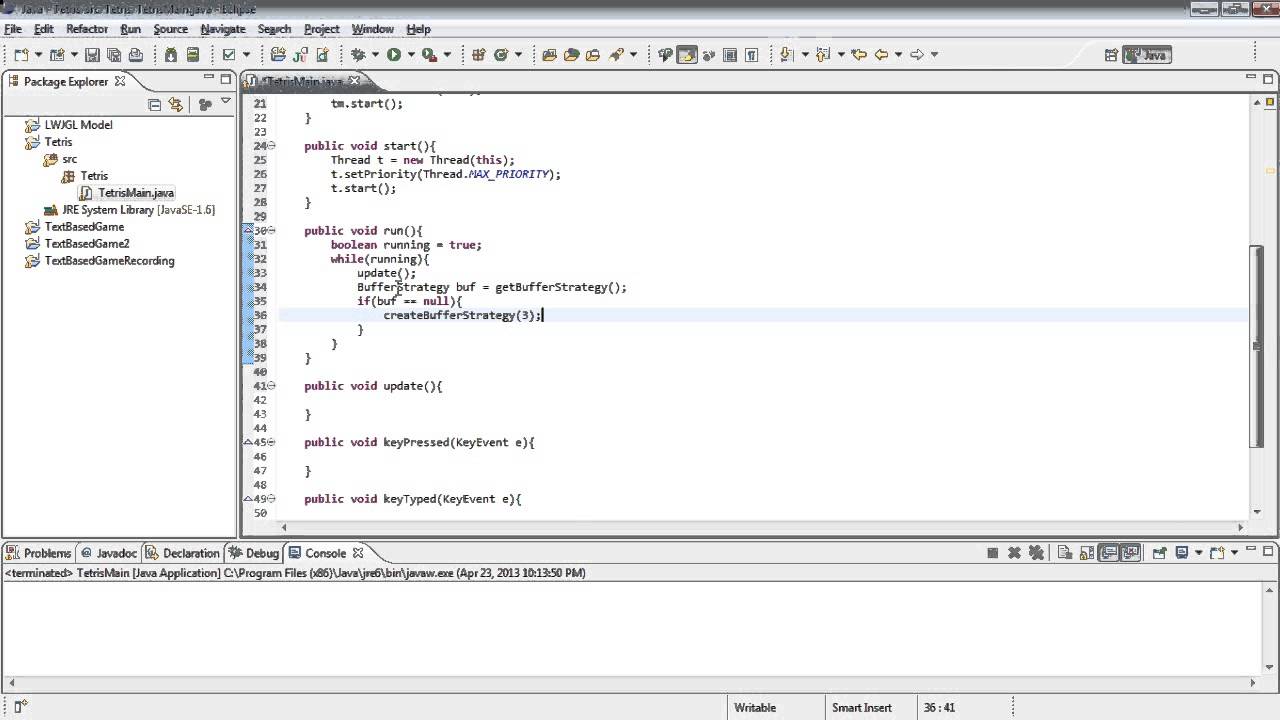Java Tetris Tutorial 1 - Setting up the JFrame