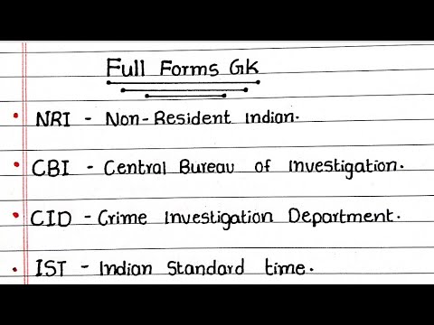 Full Meaning of English GK|Full Forms for Current Affairs