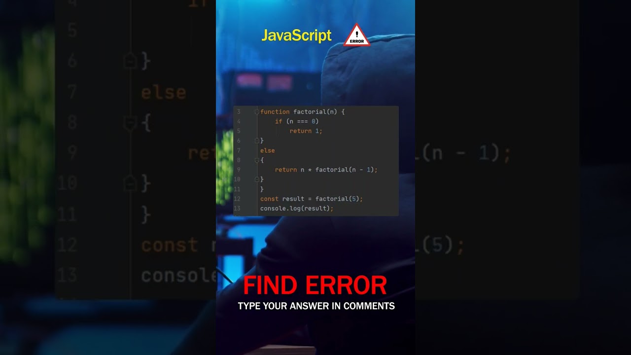 Find error in JavaScript and type your answer in comments #javascript #code #frontend #html #html