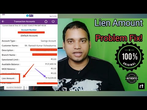 Lien Amount kya hai?/Lien Amount in SBI/Lien Amount ko Kaise Hataye 2021/100%Problem Solve