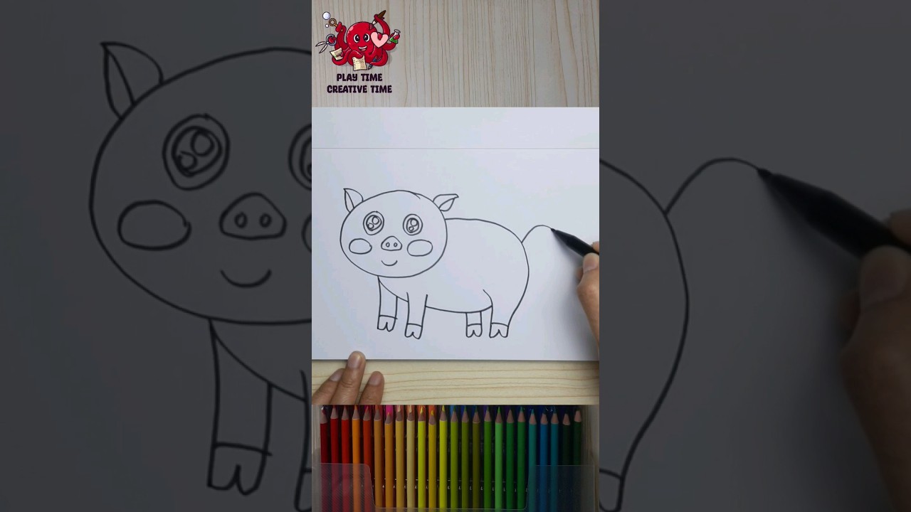 Simple Drawing - Pig / Menggambar Babi lucu #drawingforkids #easydrawing #menggambar #pig #howtodraw