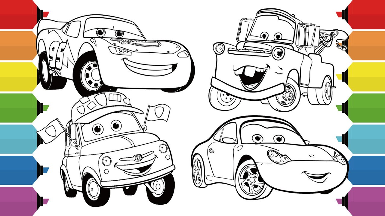Disney Cars Coloring Pages | Lightning McQueen, Mater, Sally, Luigi