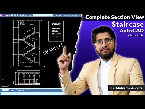 Section & Elevation of Staircase in AutoCAD | Complete Design of Staircase Civil Arch