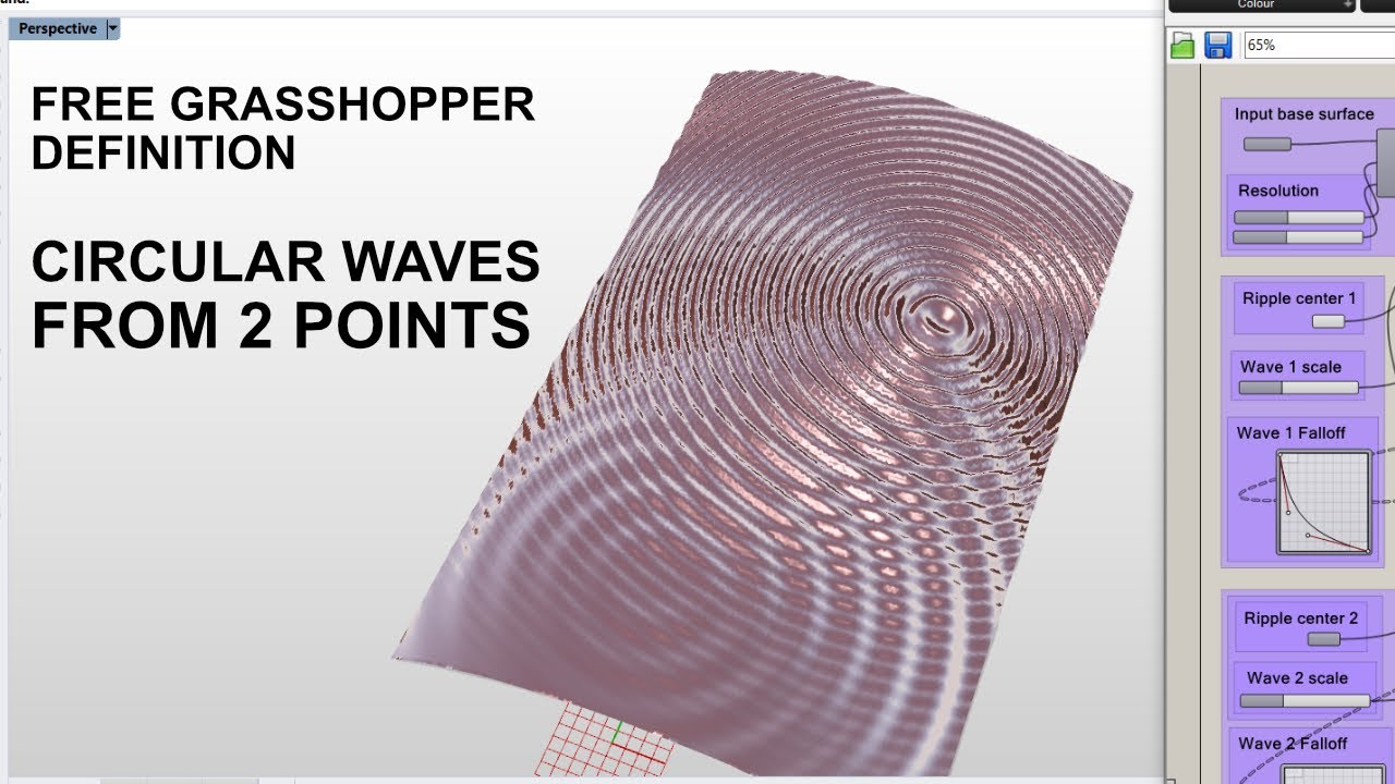 Free Grasshopper Definition (GH file): Circular Waves from 2 Points