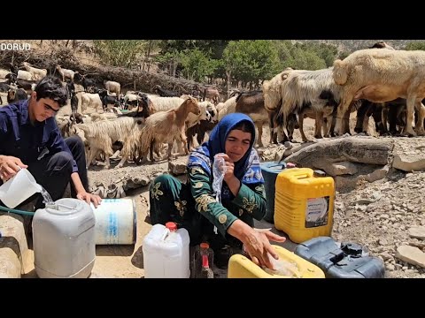 Akrame Continues Plastering with Her Kids | A Visit to the Spring for Water