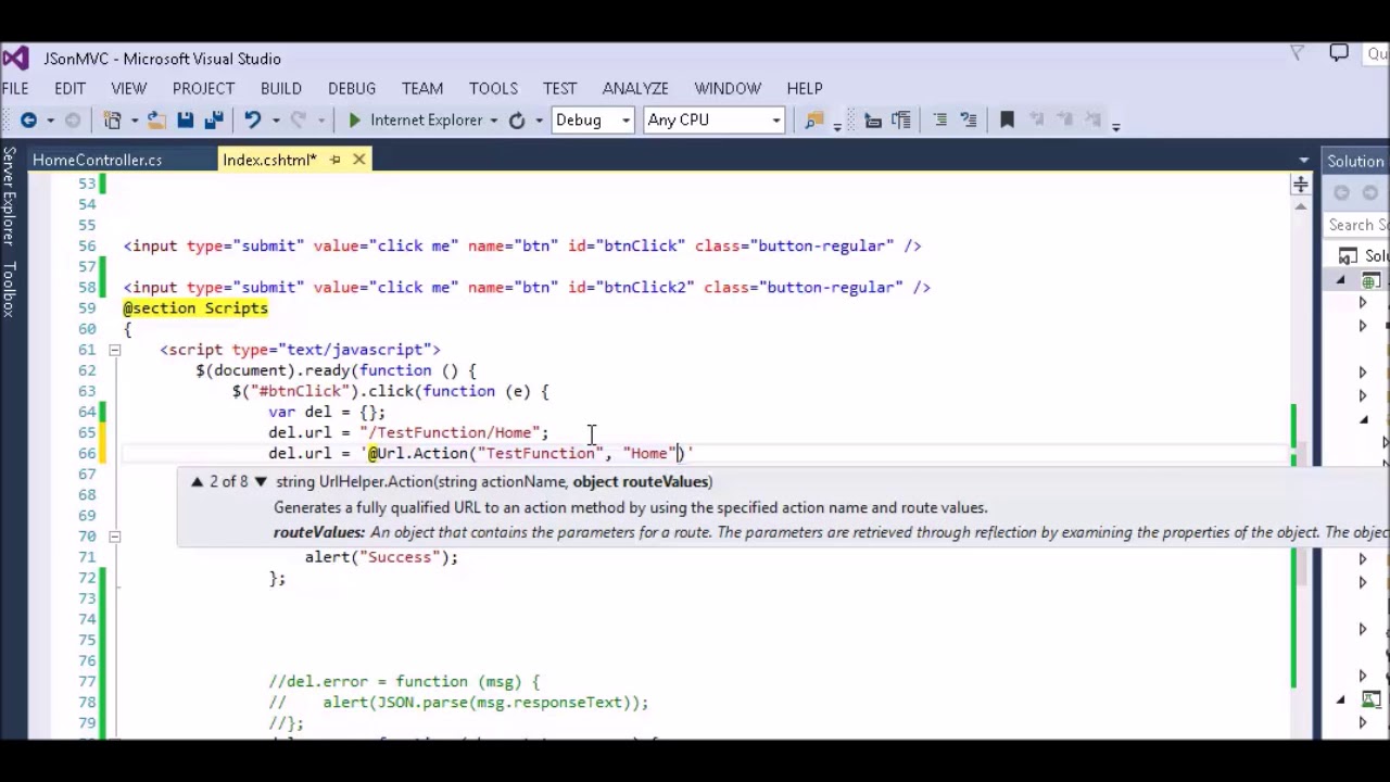 MVC -  Json -  How to fix error  - The resource cannot be found with comments