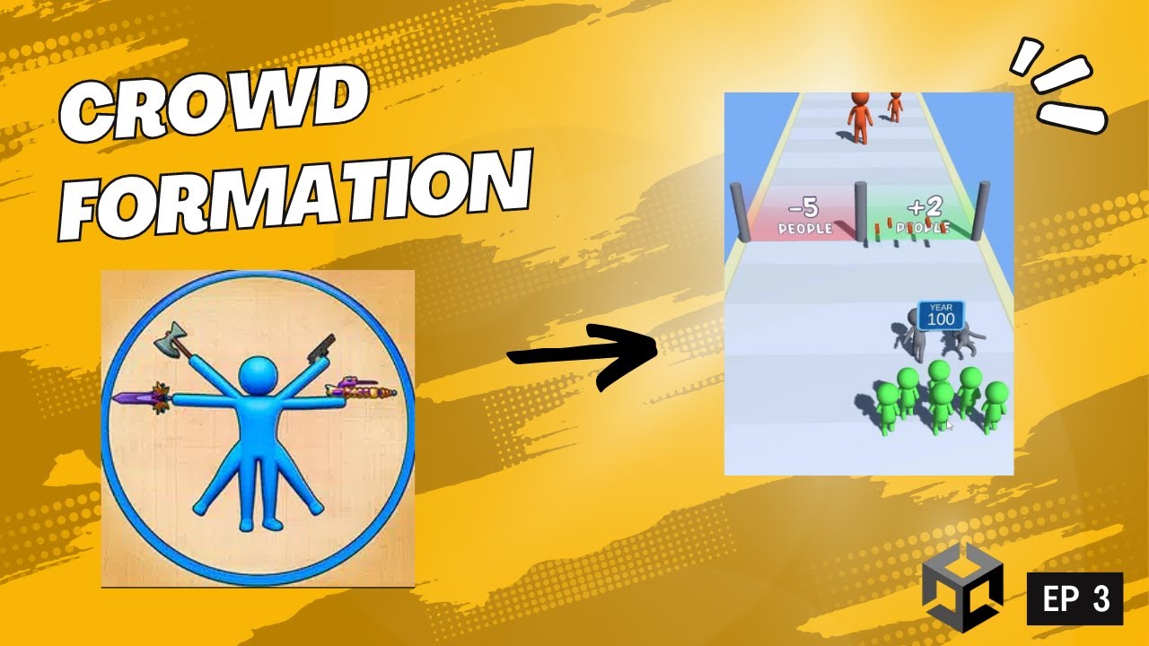 Hyper casual game tutorial in Unity | Crowd Evolution | Ep 3 | Crowd Formation