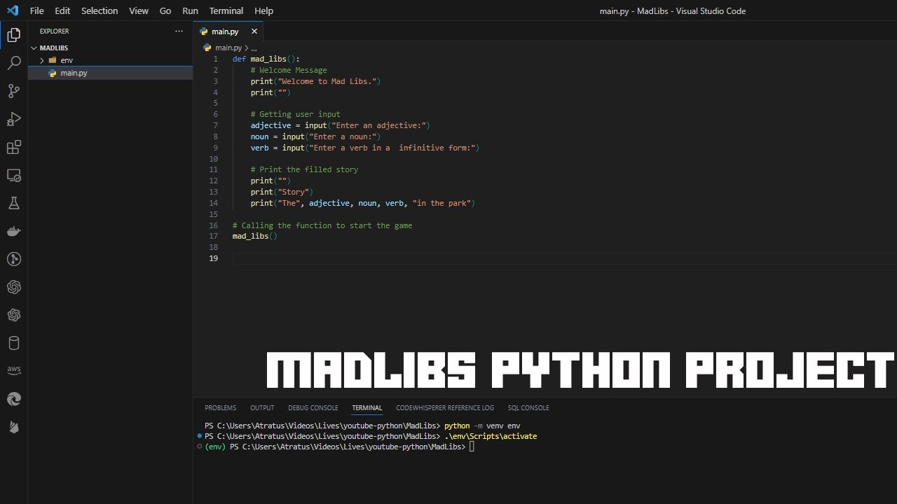 MadLibs python Tutorial | Beginner Python Project