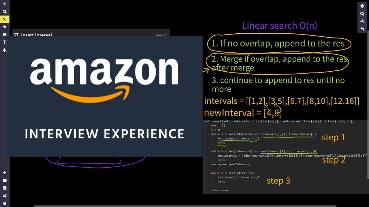 Amazon Interview Question Leetcode 57  Insert Interval