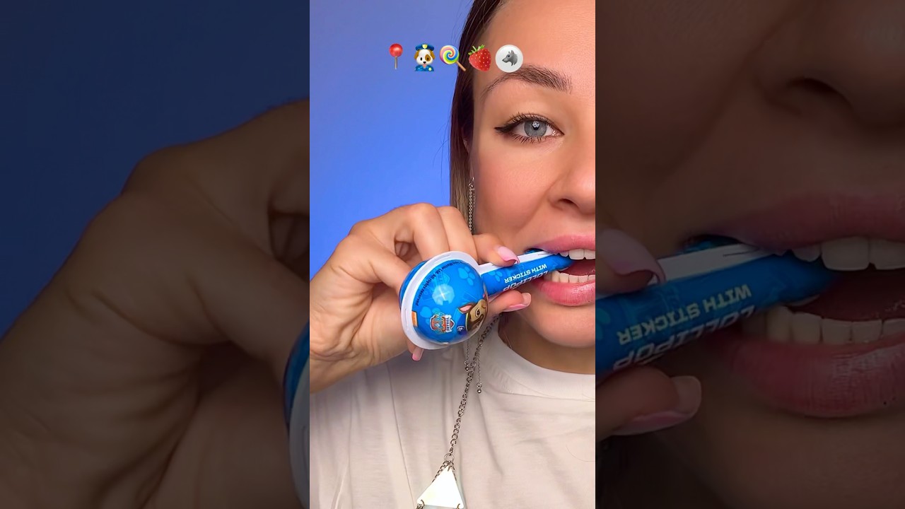 Opened blue lollipop with puppy sticker 😅