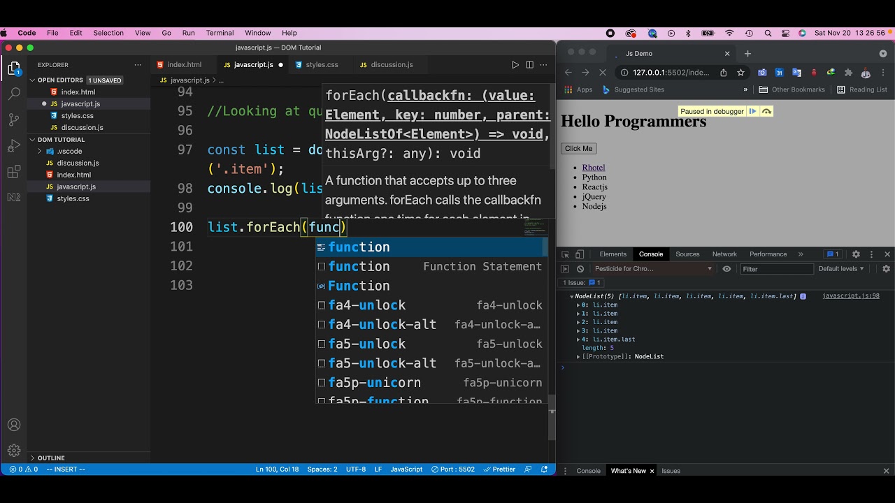 JavaScript for Beginners - Modifying CSS file and HTML Elements (querySelectorAll)