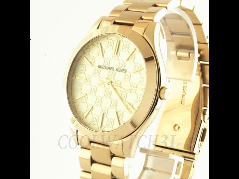 MICHAEL KORS WATCH MK3335 SLIM RUNWAY GOLD TONE BRACELET REVIEW WOMENS MK3335 マイケル・コース スリム ランウェイ
