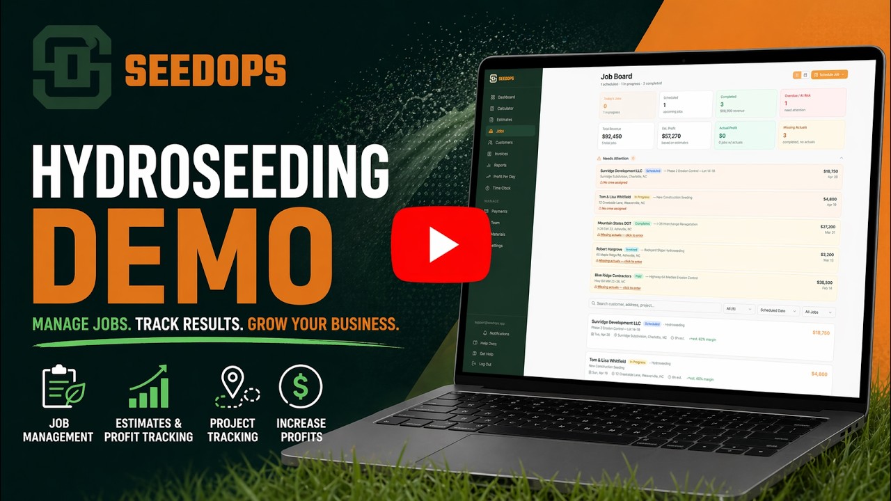 SeedOps Hydroseeding / Erosion Control Estimating Software