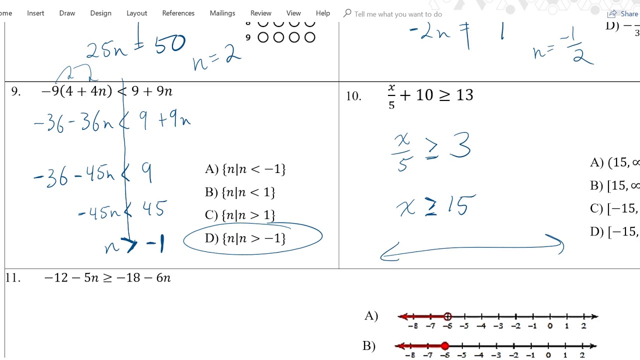 Algebra 1 Unit 2a Exam Review