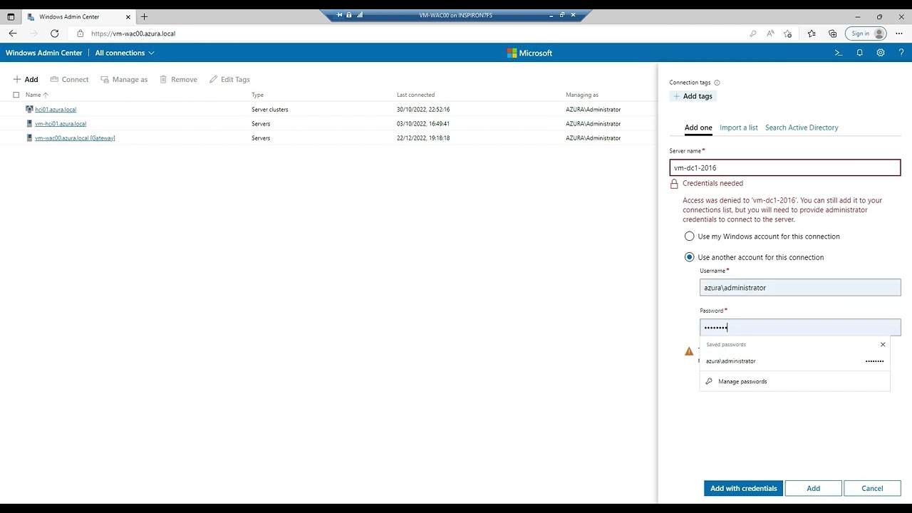 Windows Admin Center - Add Server